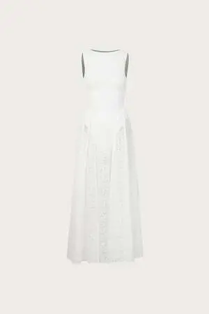SAME French Lace Midi Dress - White