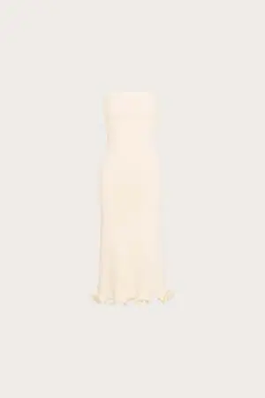 SAME Ruffle Hem Strapless Dress - Cream