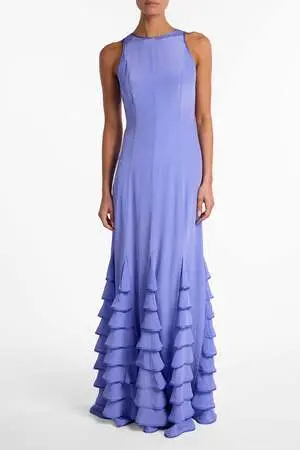 SAME Tiered Chiffon Gown