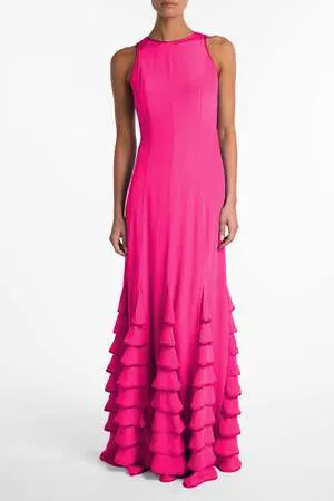 SAME Tiered Chiffon Gown