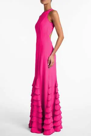 SAME Tiered Chiffon Gown