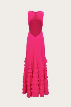 SAME Tiered Chiffon Gown