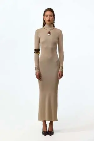 SAME Shimmer Mockneck Dress - Gold