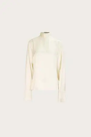 SAME Satin Long Sleeve Blouse - Cream