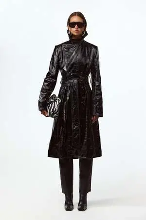 SAME The Leather Trench - Black