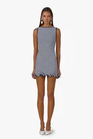 NEW RELEASE Ruffle Hem Tank Mini Dress - Navy Stripe