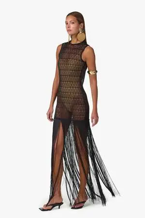 SAME Fringe Knit Maxi Dress