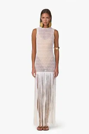 SAME Fringe Knit Maxi Dress - Cream
