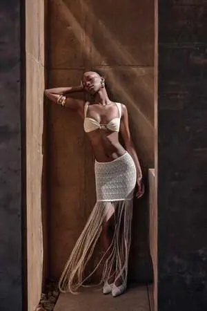 SAME Fringe Knit Maxi Skirt