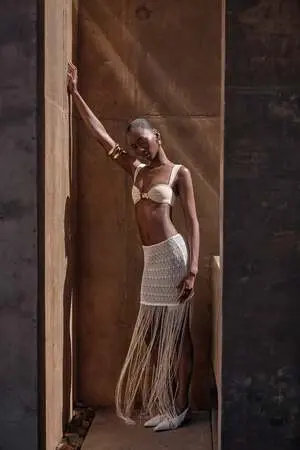 SAME Fringe Knit Maxi Skirt
