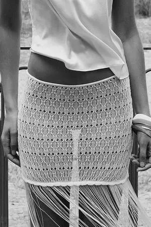 SAME Fringe Knit Maxi Skirt