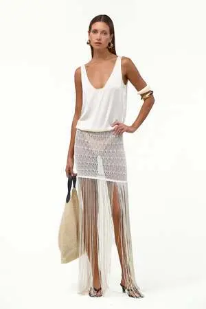 SAME Fringe Knit Maxi Skirt