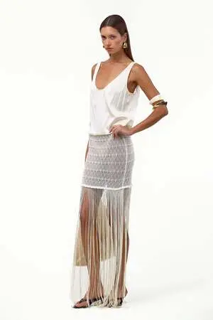 SAME Fringe Knit Maxi Skirt