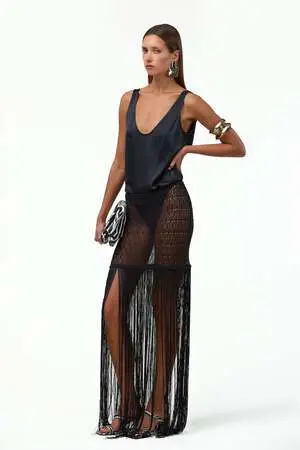 SAME Fringe Knit Maxi Skirt