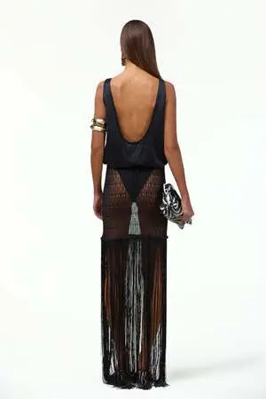 SAME Fringe Knit Maxi Skirt