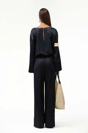 SAME Long Sleeve Silk Jumpsuit