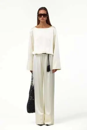 SAME Long Sleeve Silk Jumpsuit