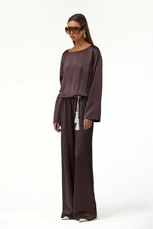 SAME Long Sleeve Silk Jumpsuit