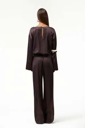 SAME Long Sleeve Silk Jumpsuit