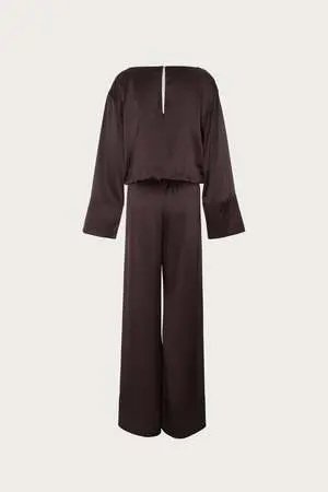 SAME Long Sleeve Silk Jumpsuit