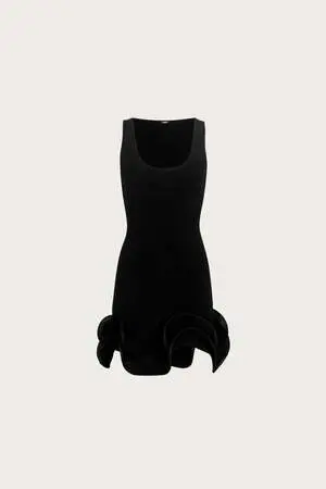 SAME Double Ruffle Hem Mini Dress - Black