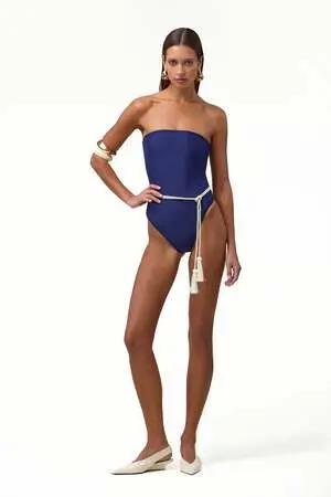 SAME Strapless High-cut One-piece Swimsuit With Optional Straps - Navy