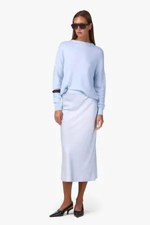 SAME Silk Midi Skirt - Pale Blue