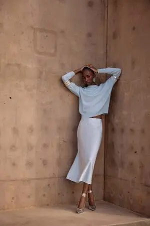 SAME Silk Midi Skirt