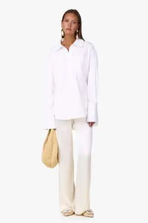 SAME Oversized Poplin Shirt - White/white