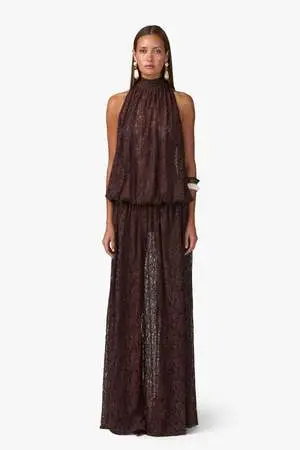 SAME Drop Waist Lace Gown - Chocolate Brown