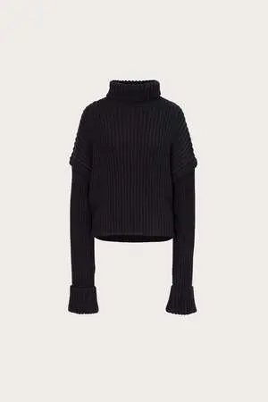 SAME Oversized Ribbed Wool Sweater - Black