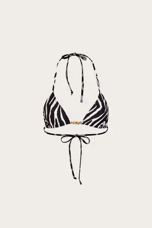 SAME LOS ANGELES Stone Beaded Triangle Top - Zebra
