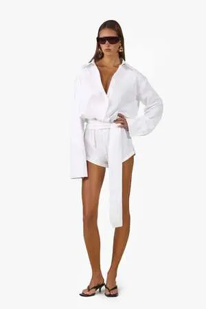 SAME Poplin Romper - White