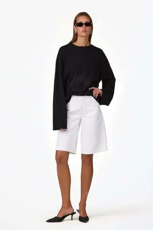 SAME The Perfect Long Denim Short - White