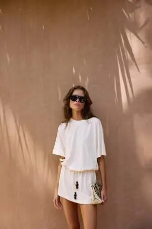 SAME Stone Beaded T-shirt Dress