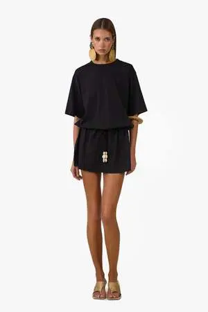 SAME Stone Beaded T-shirt Dress - Black