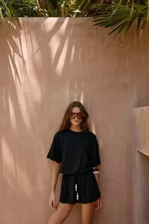 SAME Stone Beaded T-shirt Dress
