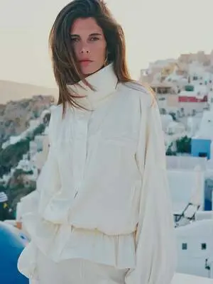 SAME Silk Peplum Bomber Jacket