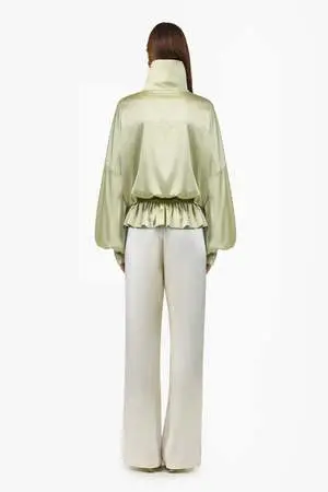 SAME Silk Peplum Bomber Jacket