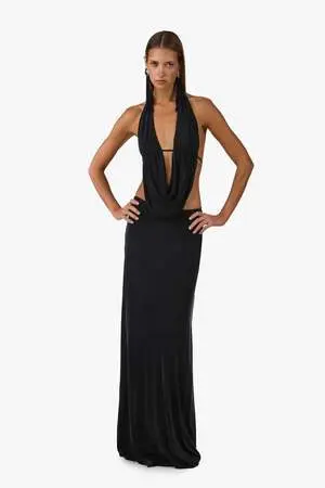 SAME Plunge Neck Maxi Dress - Black