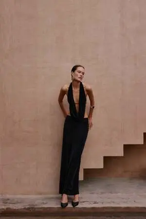 SAME Plunge Neck Maxi Dress