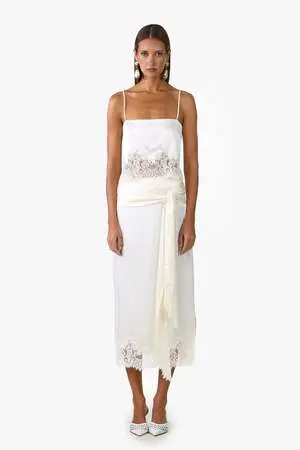 SAME Lace Silk Tank - Cream