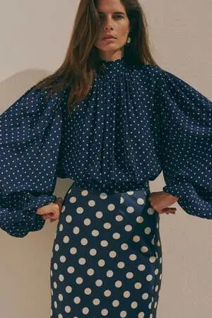 SAME Draped Sleeve Chiffon Top