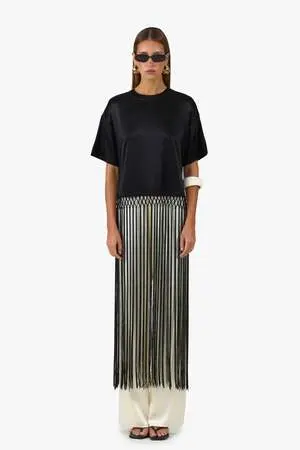 SAME Silk Fringe Tee - Black