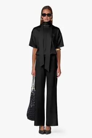 SAME Silk Tee W/ Scarf - Black