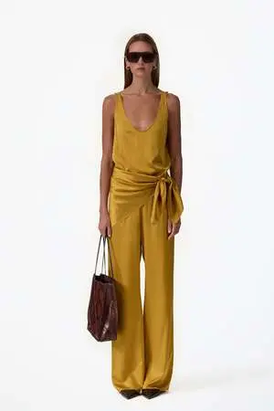 SAME Silk Wide Leg Pants - Bronze