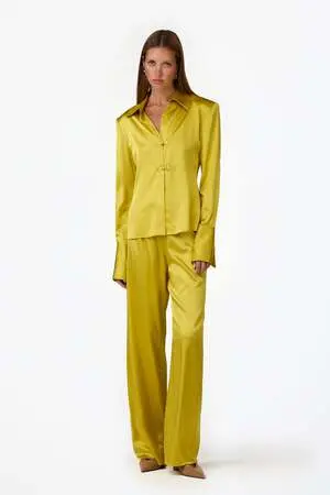 SAME Silk Pant - Chartreuse