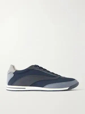 Brunello Cucinelli Suede And Leather-trimmed Shell Sneakers - Blue