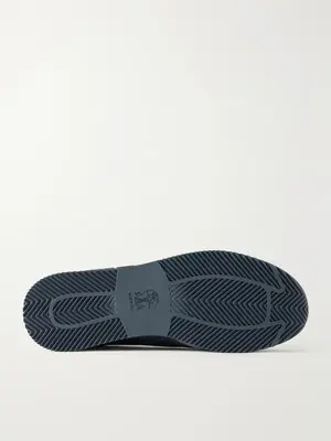 Brunello Cucinelli Suede And Leather-trimmed Shell Sneakers - Blue