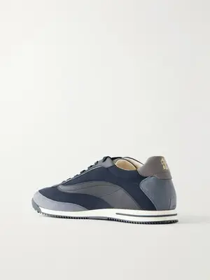 Brunello Cucinelli Suede And Leather-trimmed Shell Sneakers - Blue